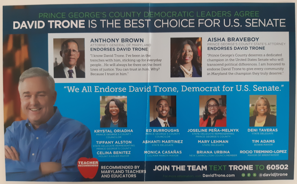 Trone Trolls Alsobrooks with Prince George’s Endorsements - Montgomery ...